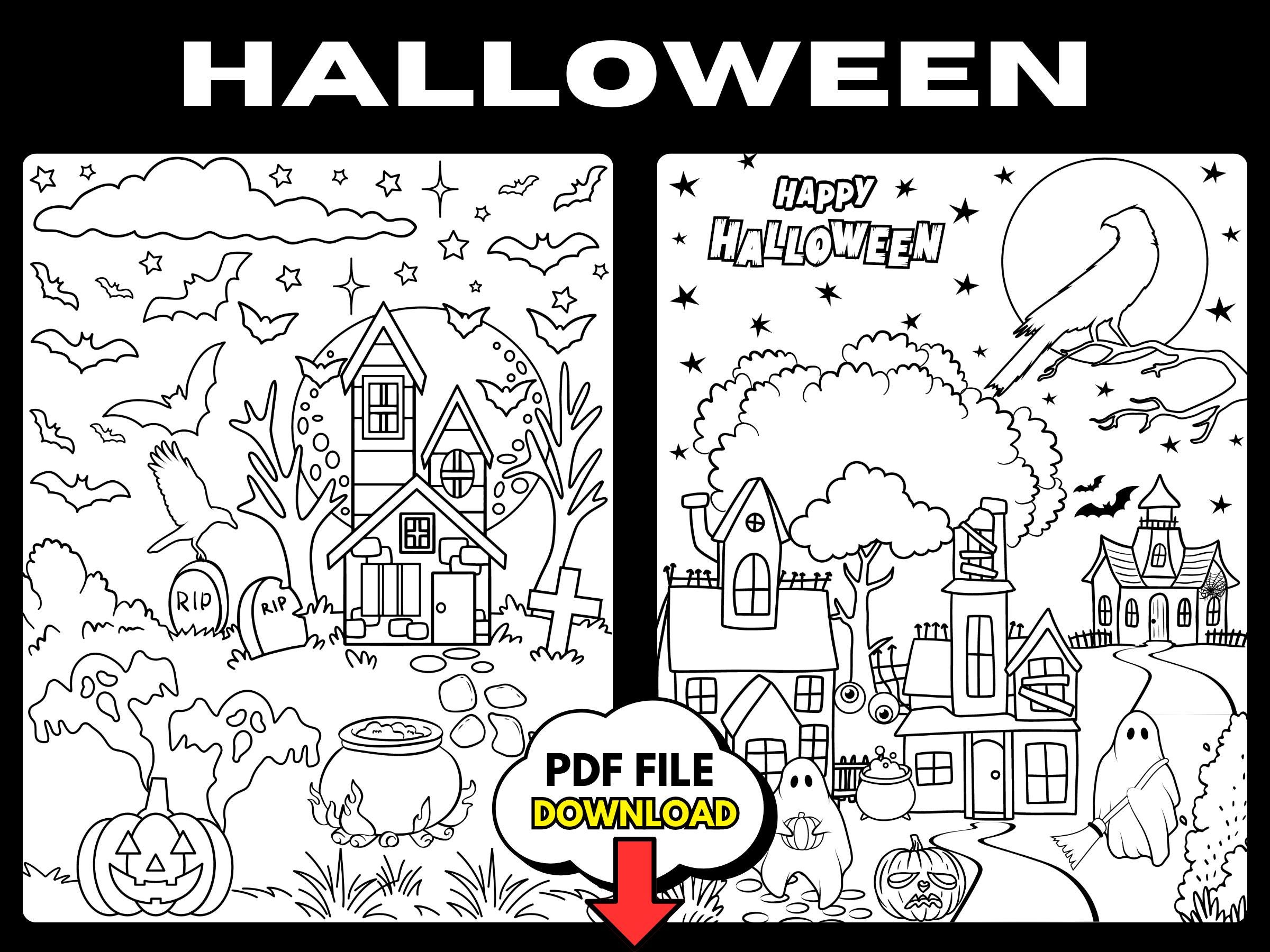 20 Halloween Coloring Pages | Kids Coloring Activity | Instant Download ...