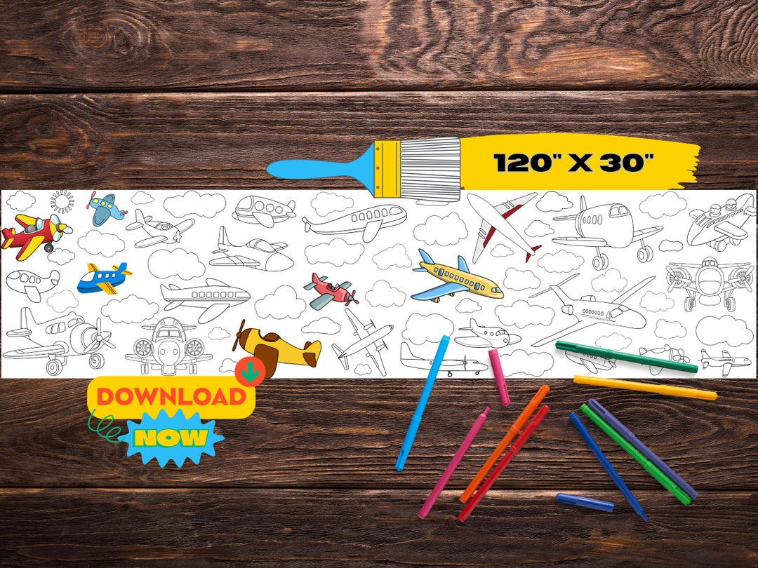 Airplanes Giant Coloring Banner | Big Printable Coloring Page ...