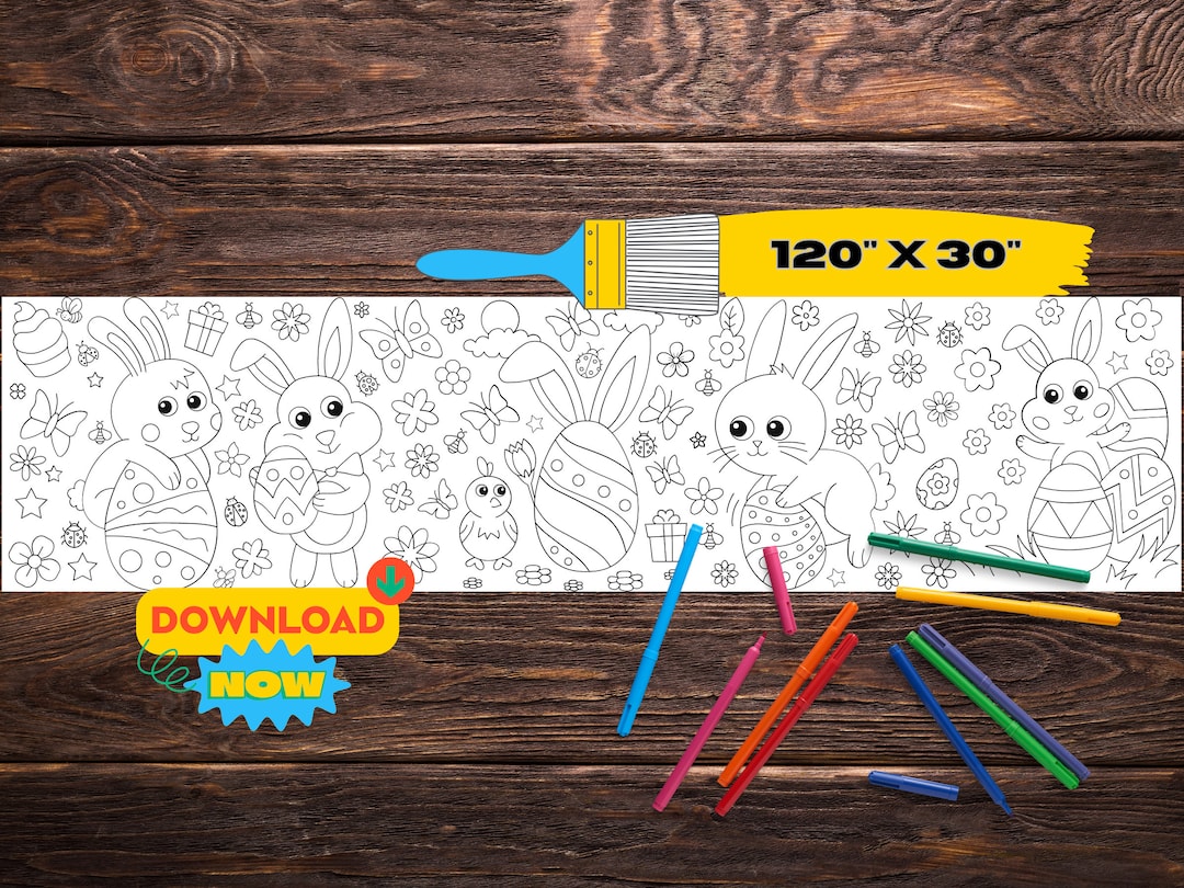 Easter Giant Coloring Banner | Huge Printable Coloring Page | Activity ...