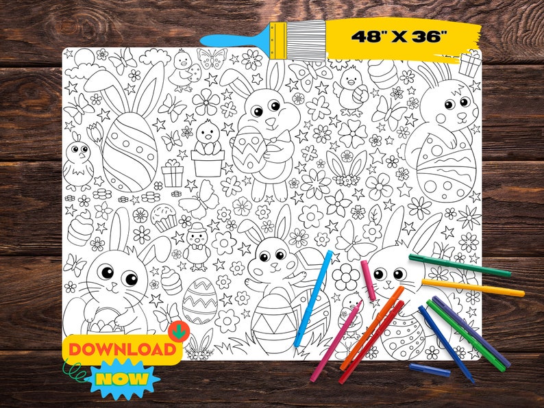 Easter Giant Coloring Page | Huge Printable Coloring Tablecloth ...