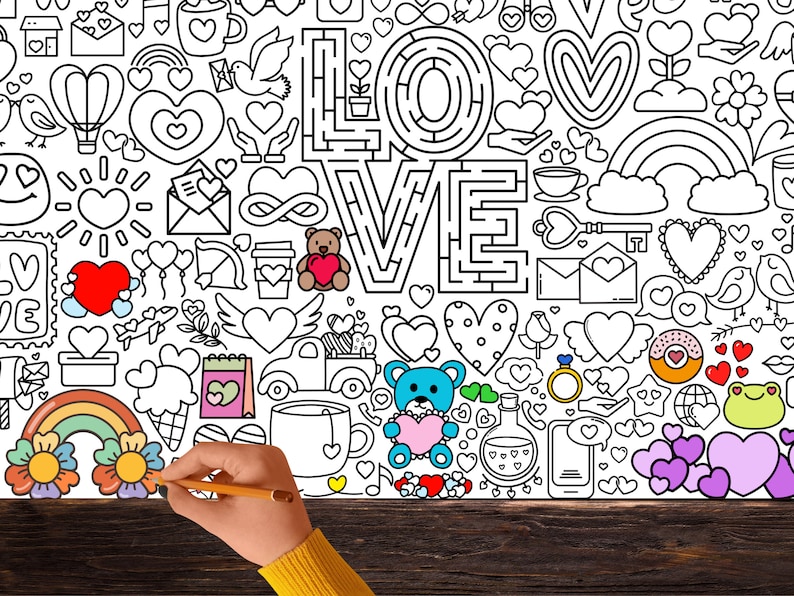 Valentine's Giant Coloring Page | Printable Coloring Tablecloth ...