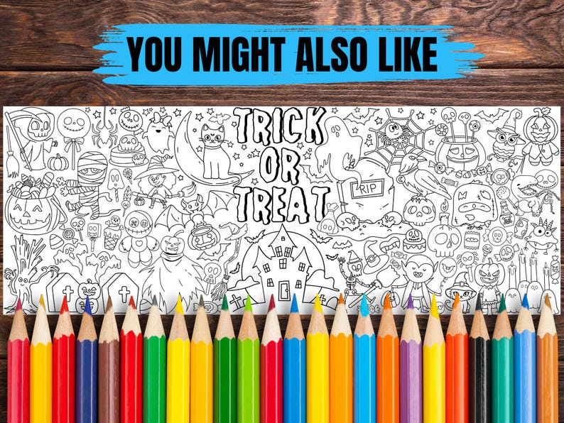 Spooky Halloween Giant Coloring Page | Printable Coloring Banner ...