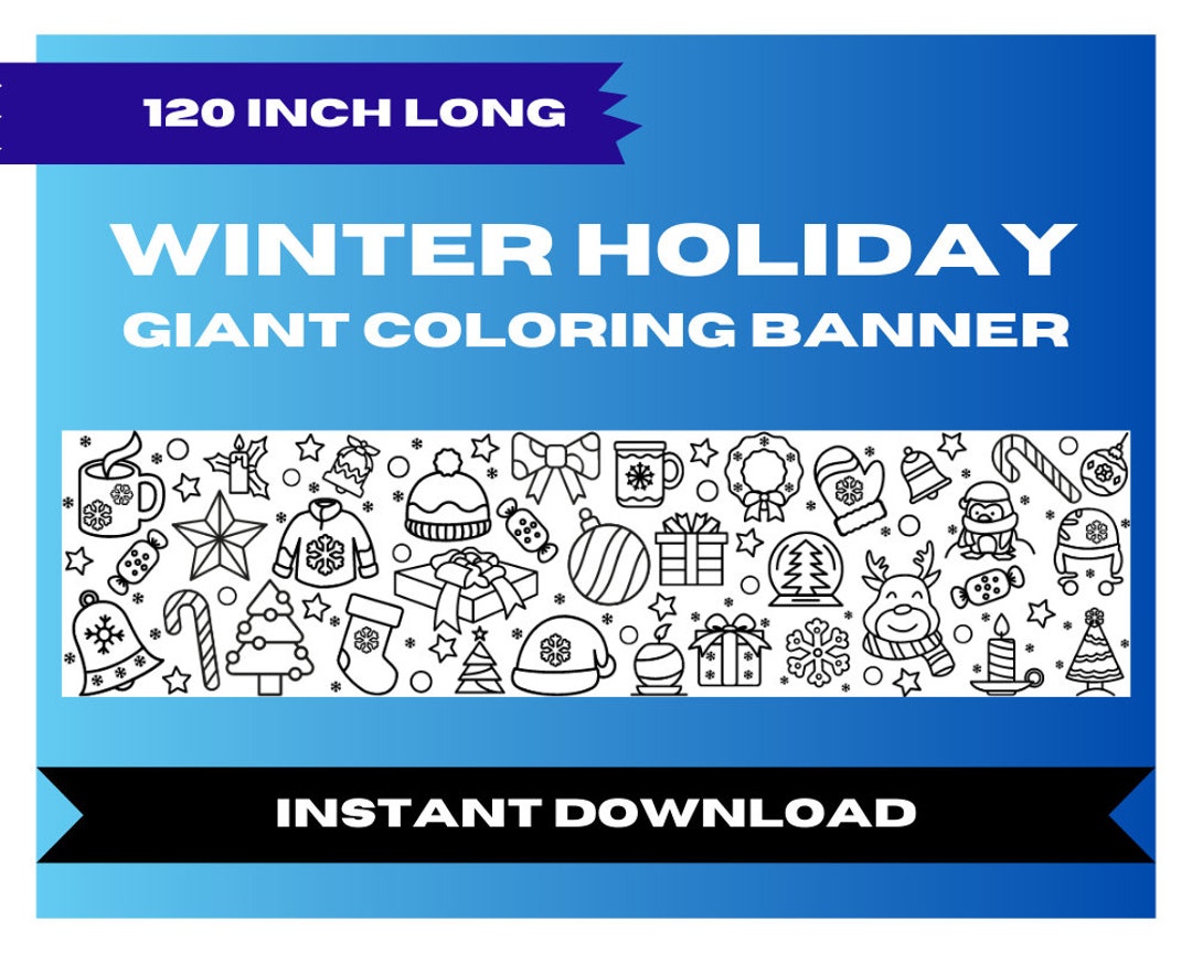 Giant Coloring Banner Winter Holiday Coloring Activity Instant Download ...