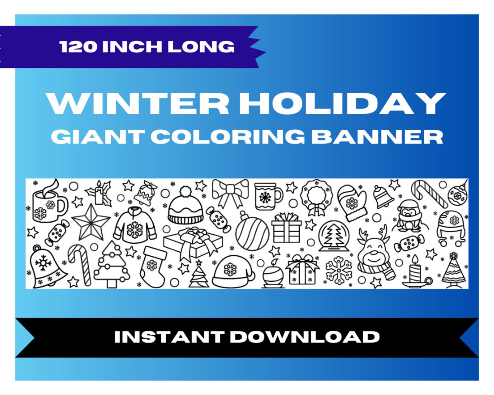 Giant Coloring Banner Winter Holiday Coloring Activity Instant Download ...