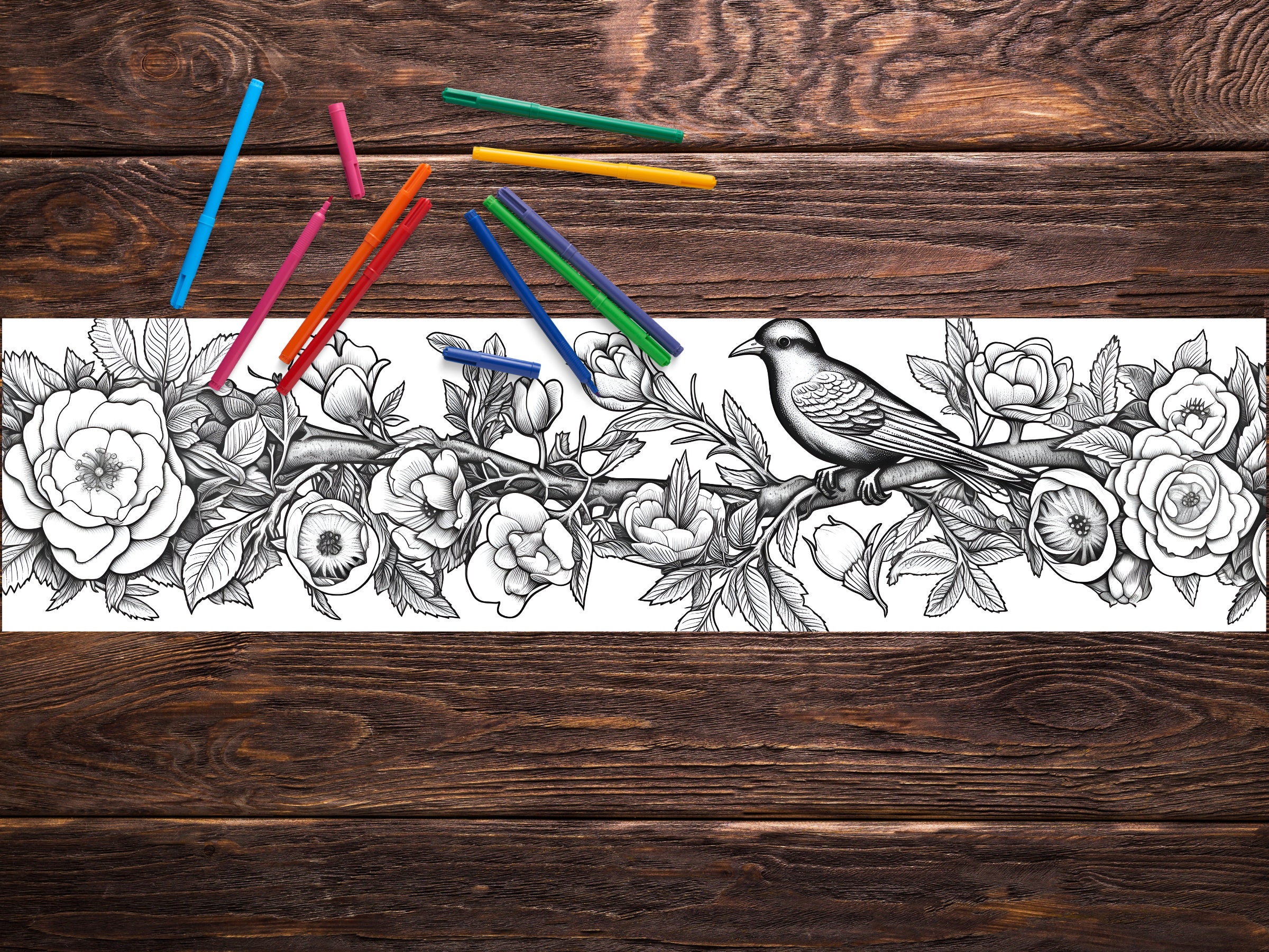 Spring Giant Coloring Page Printable Grayscale Coloring Banner Family ...