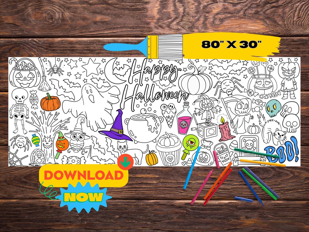 Happy Halloween Giant Coloring Banner | Big Printable Coloring Page ...