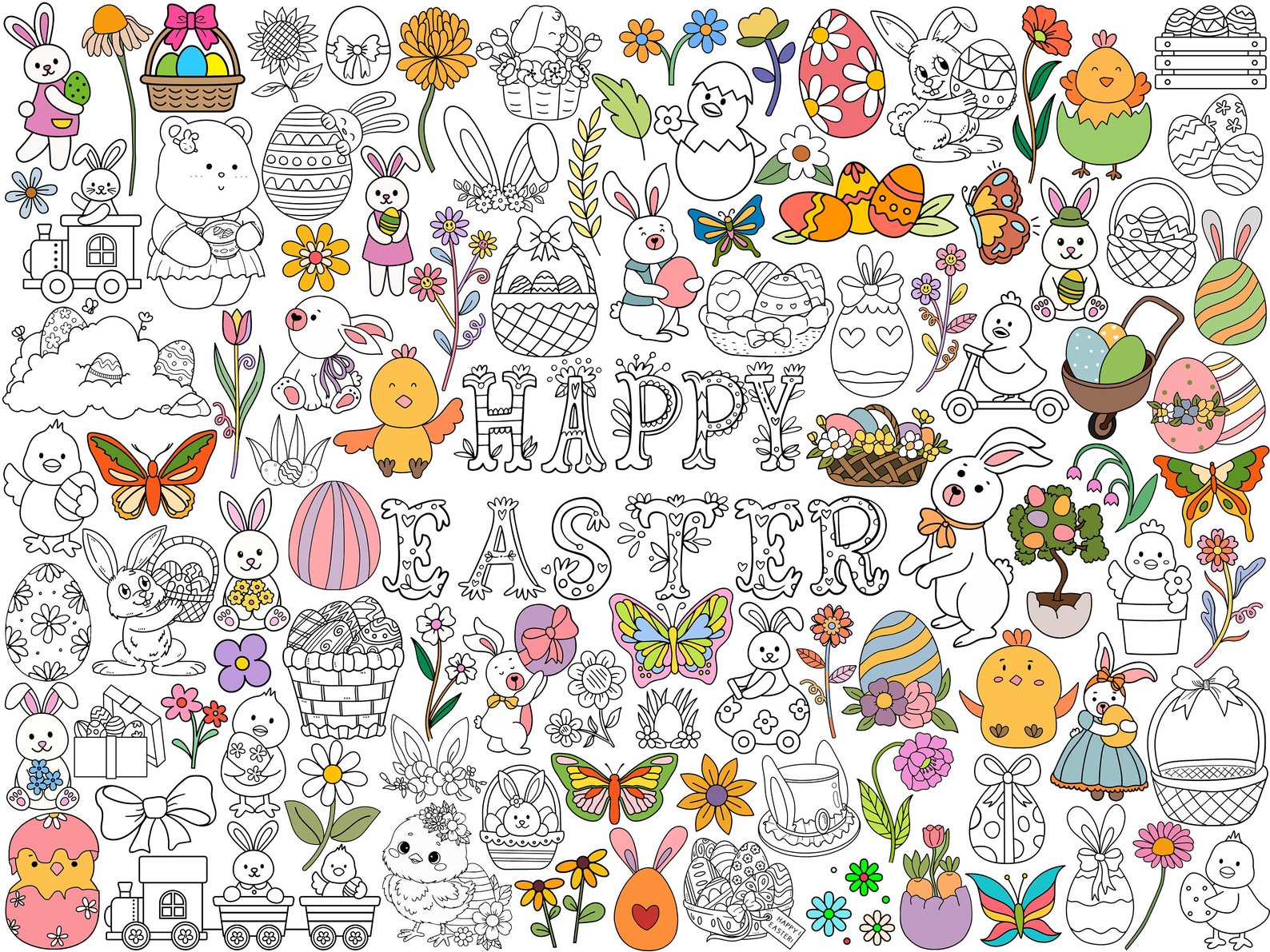 Easter Giant Coloring Page | Big Printable Coloring Tablecloth ...