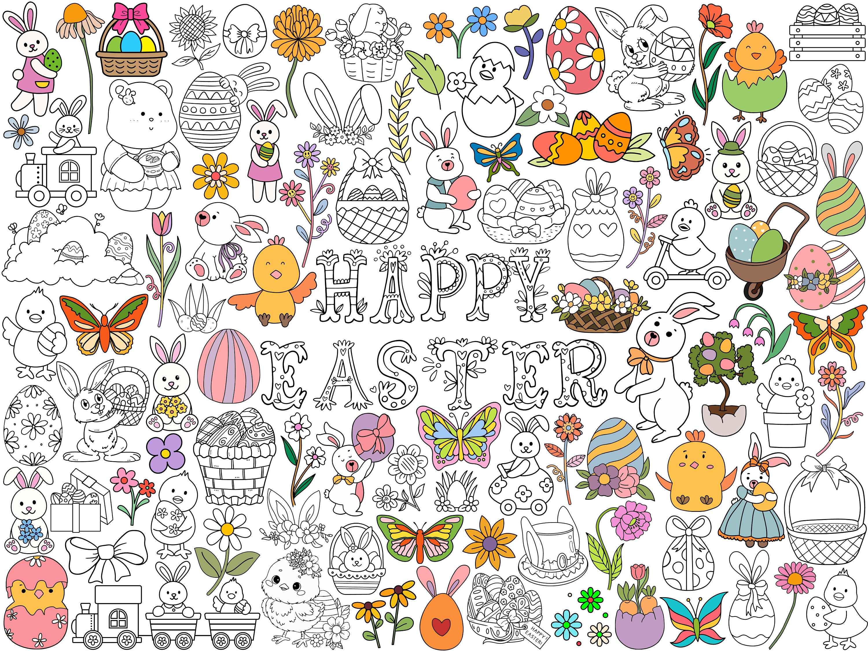Easter Giant Coloring Page | Big Printable Coloring Tablecloth ...