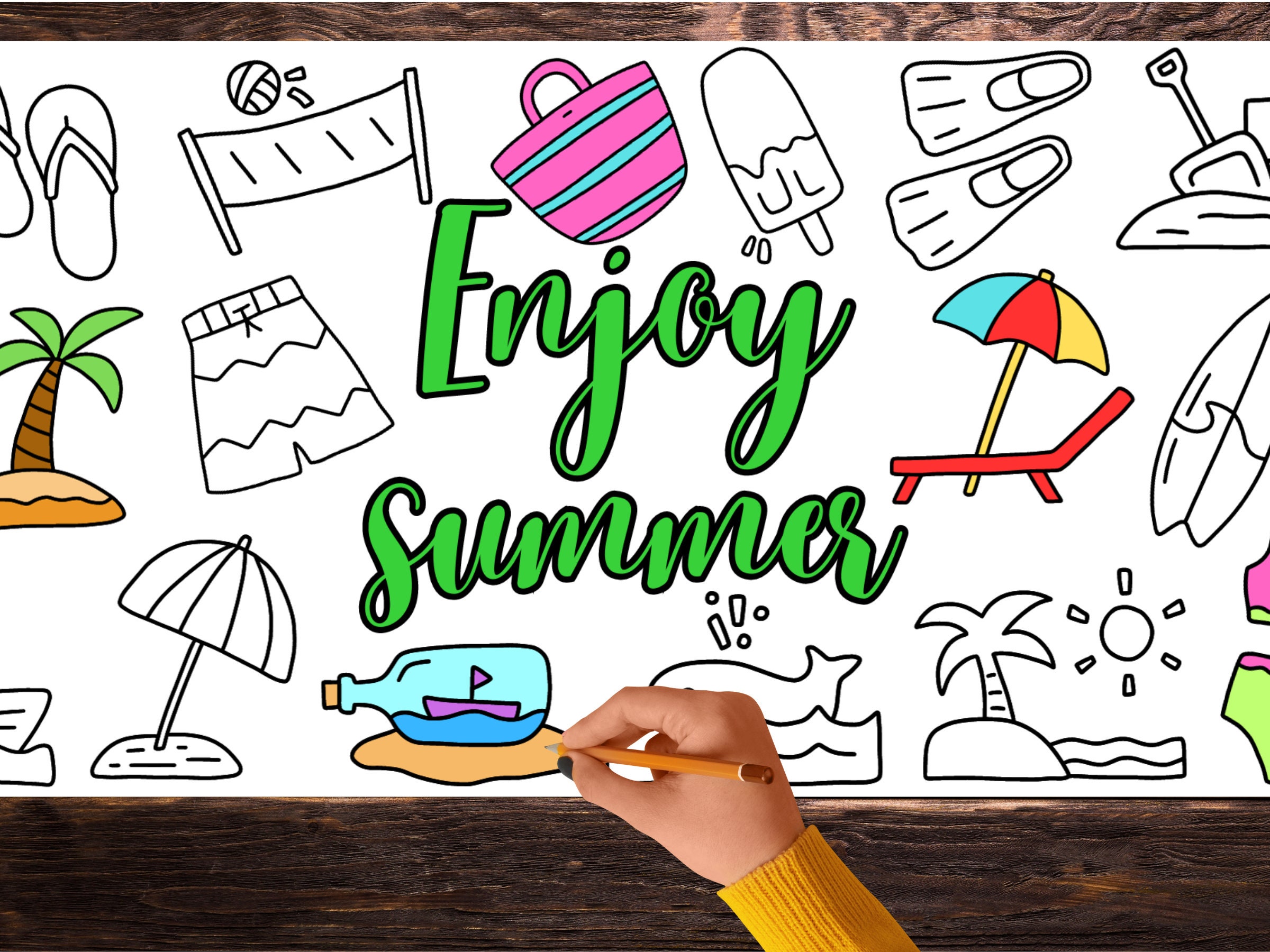 Giant Coloring Banner Summer Printable Coloring Activity Banner - Etsy