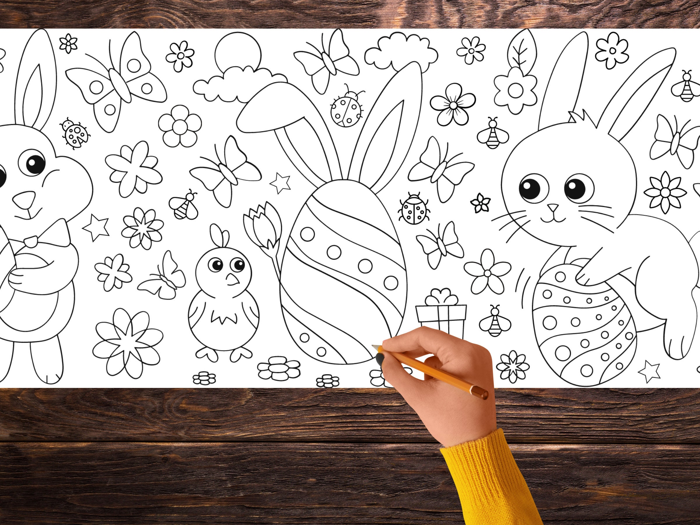 Easter Giant Coloring Banner | Huge Printable Coloring Page | Activity ...