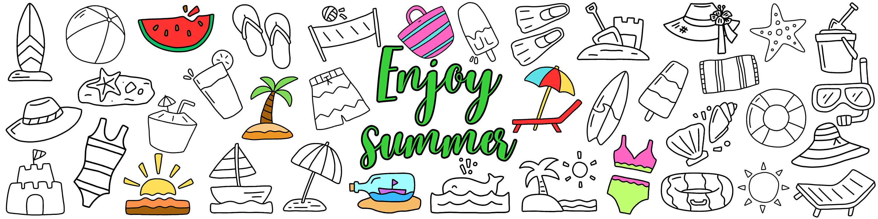Giant Coloring Banner Summer Printable Coloring Activity Banner - Etsy