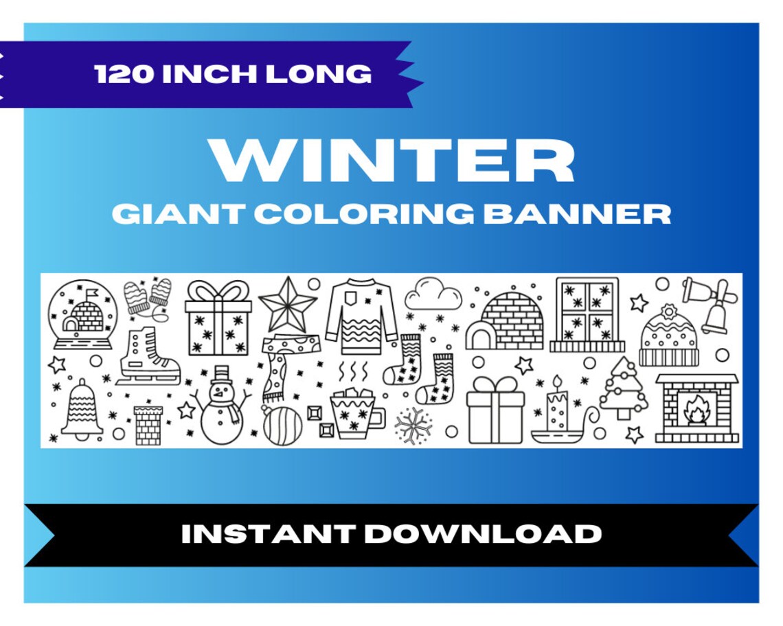 Giant Coloring Banner Instant Download Coloring Poster for Kids ...