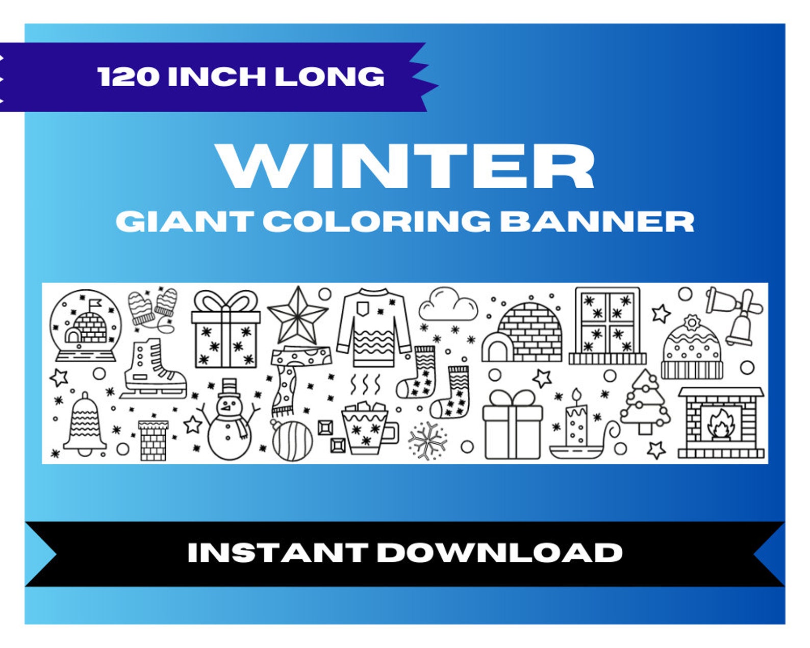 Giant Coloring Banner Instant Download Coloring Poster for Kids ...