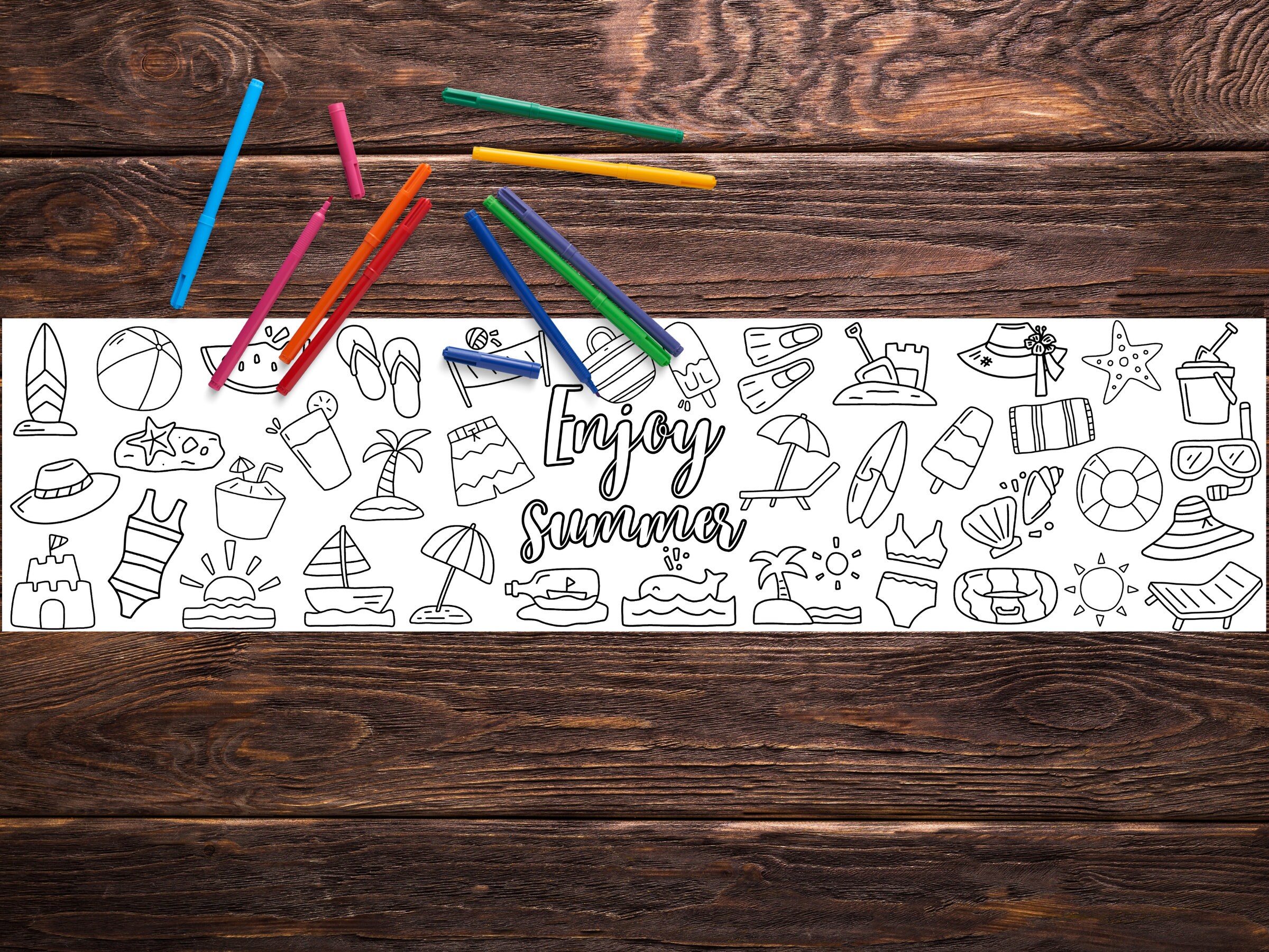 Giant Coloring Banner Summer Printable Coloring Activity Banner - Etsy