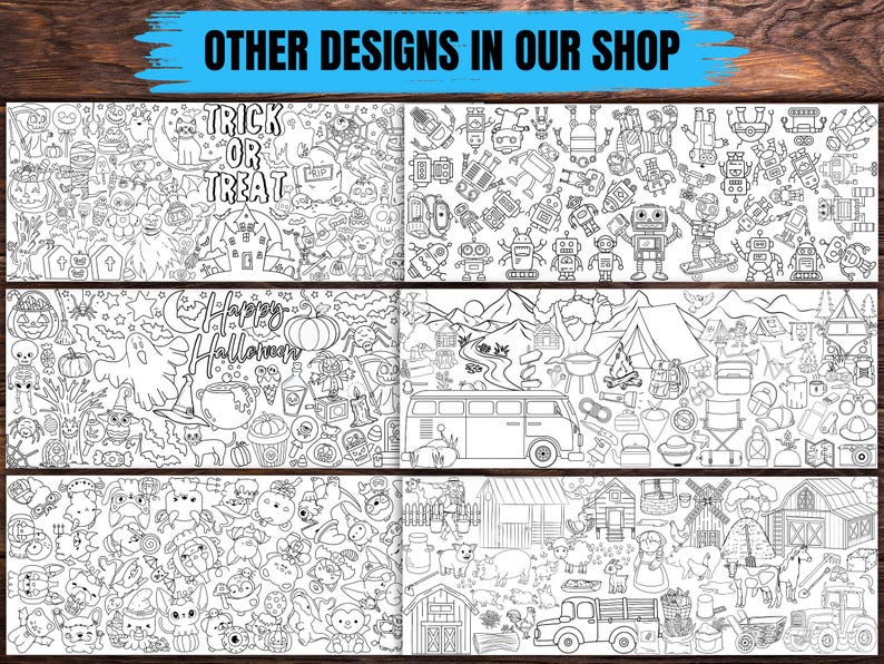 Halloween Giant Coloring Page | Coloring Table Cloth for Kids | Paper ...