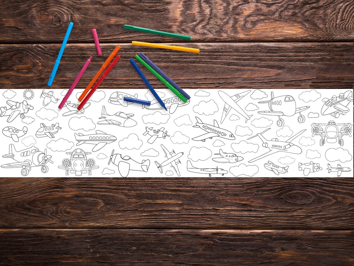Airplanes Giant Coloring Banner | Big Printable Coloring Page ...
