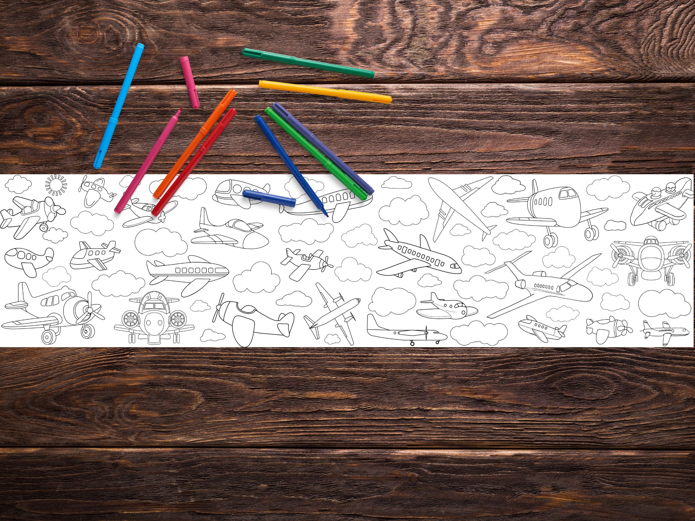 Airplanes Giant Coloring Banner | Big Printable Coloring Page ...