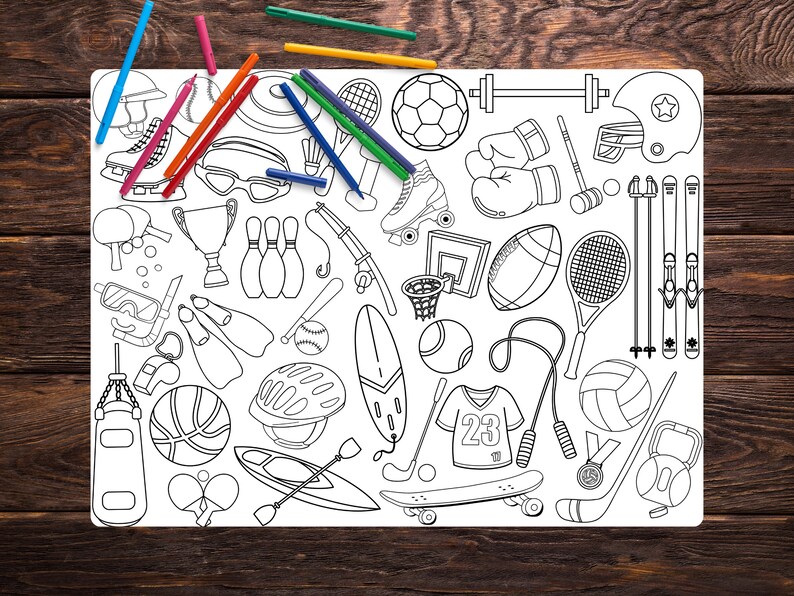 Sports Giant Coloring Page Printable Coloring Tablecloth Digital Poster ...