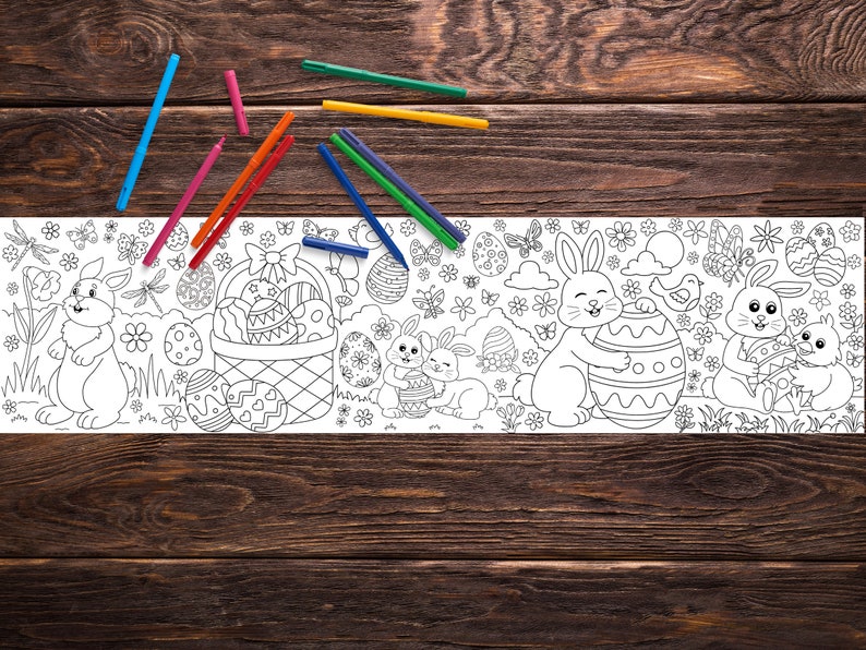 Easter Egg Hunt Coloring Banner | Huge Printable Coloring Page ...