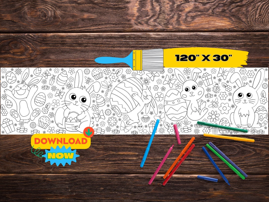 Easter Big Coloring Page| Huge Printable Coloring Banner| Activity ...