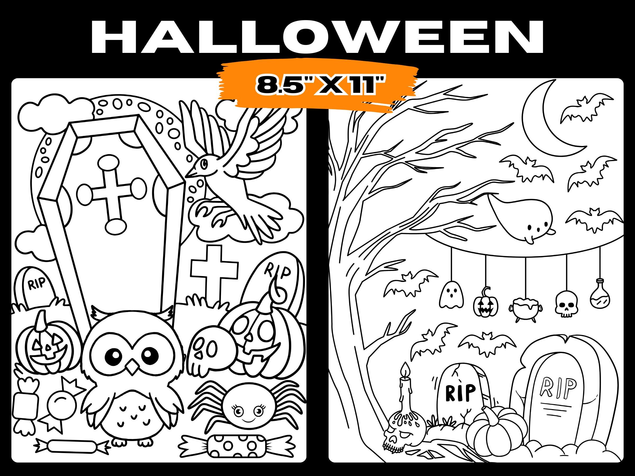 10 Cute Halloween Coloring Pages | Kids Coloring Activity | Instant ...