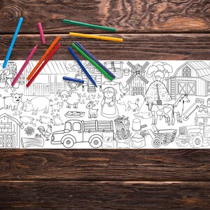 Farm Giant Coloring Banner| Big Printable Coloring Page | Birthday ...