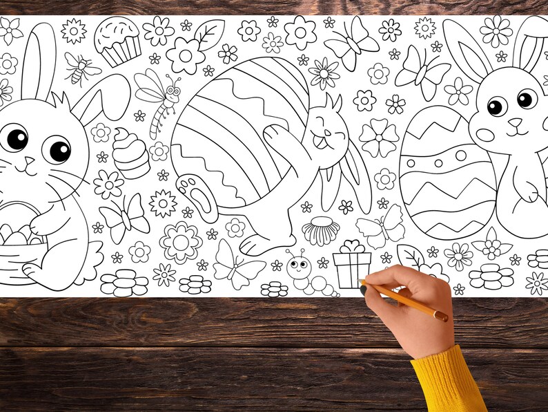 Easter Big Coloring Page| Huge Printable Coloring Banner| Activity ...