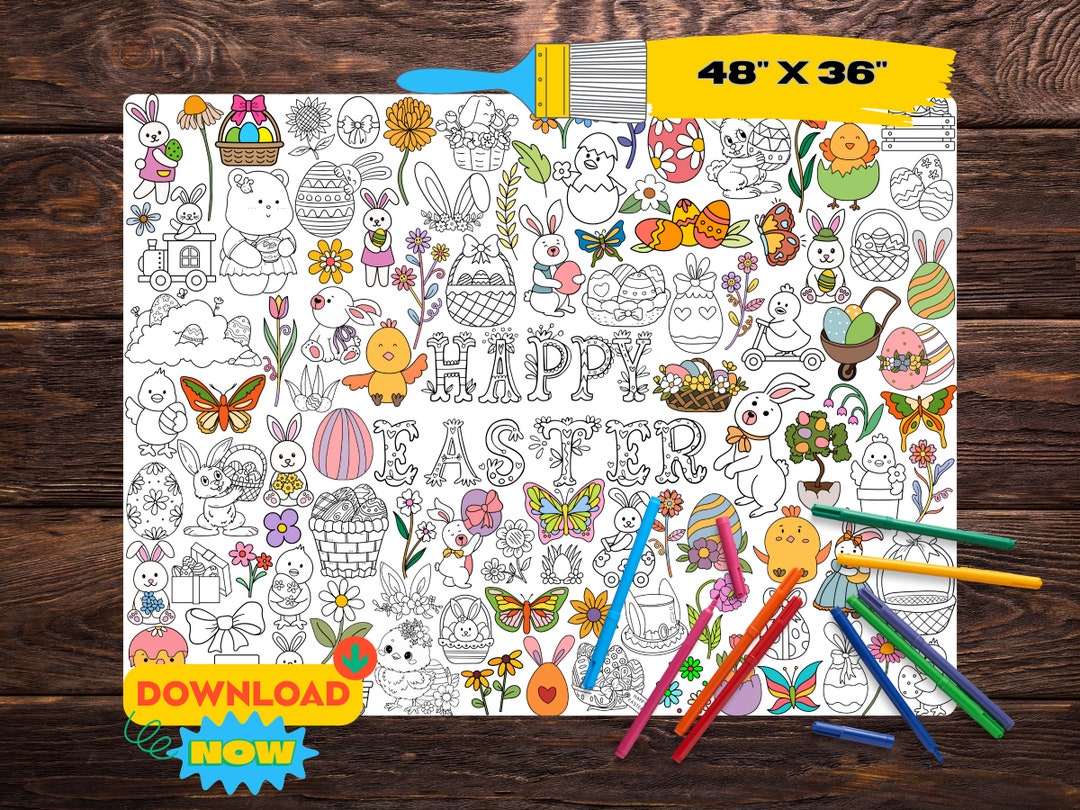 Easter Giant Coloring Page | Big Printable Coloring Tablecloth ...