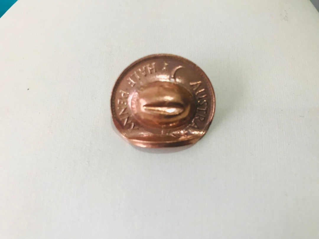 Broach 1951 Australian Half Penny Slouch Hat. Original. Anzac Day ...