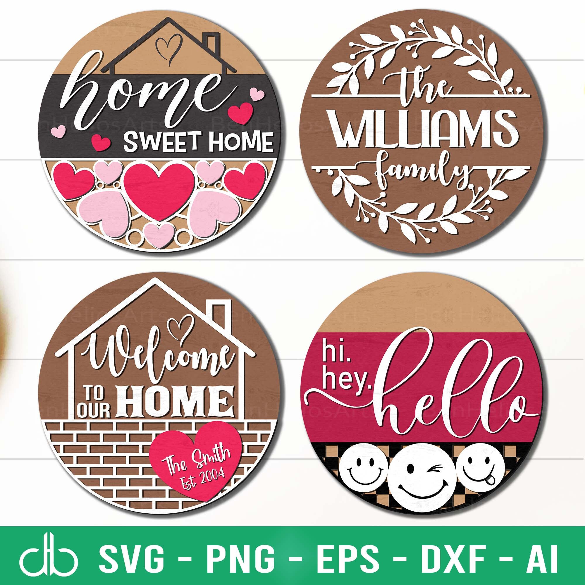 Front Door Hanger SVG, Split Frame Sign, Round Door Hanger SVG ...