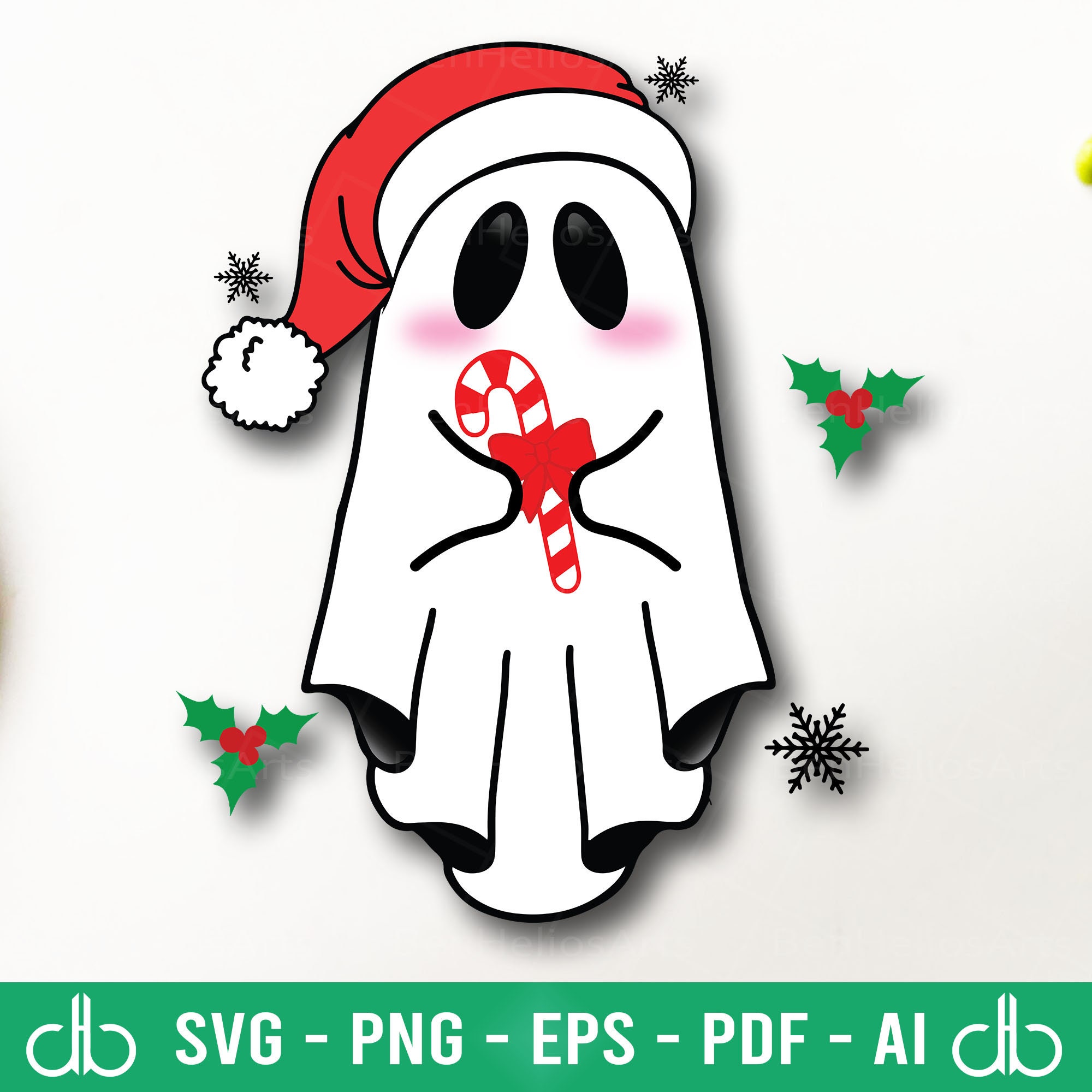 Christmas Ghost Candy Cane SVG, Ghost Candy Cane SVG, Ghost Holding ...