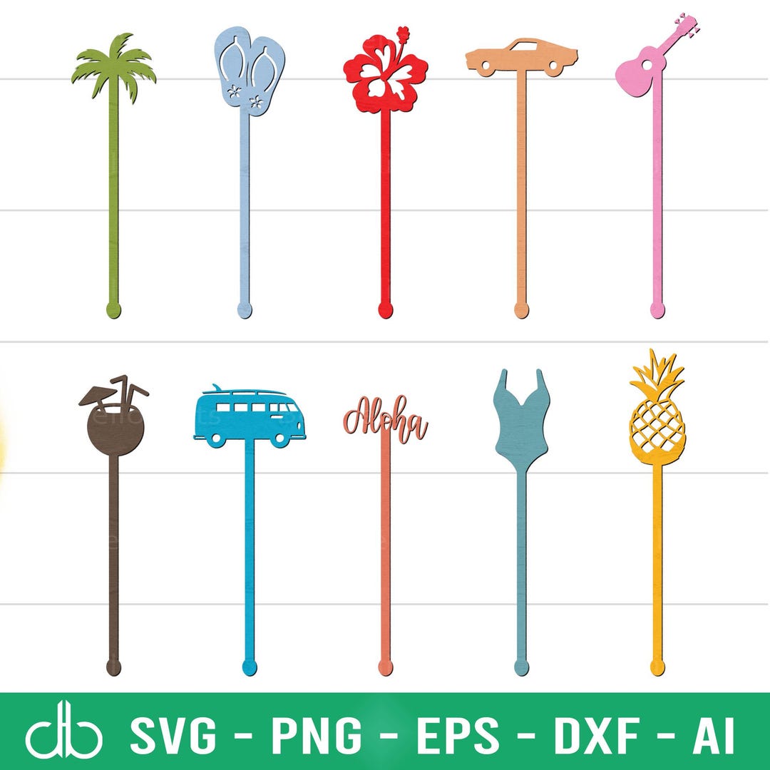 Beach Stir Swizzle Sticks SVG, Beach Stir Swizzle Stick SVG Bundle ...