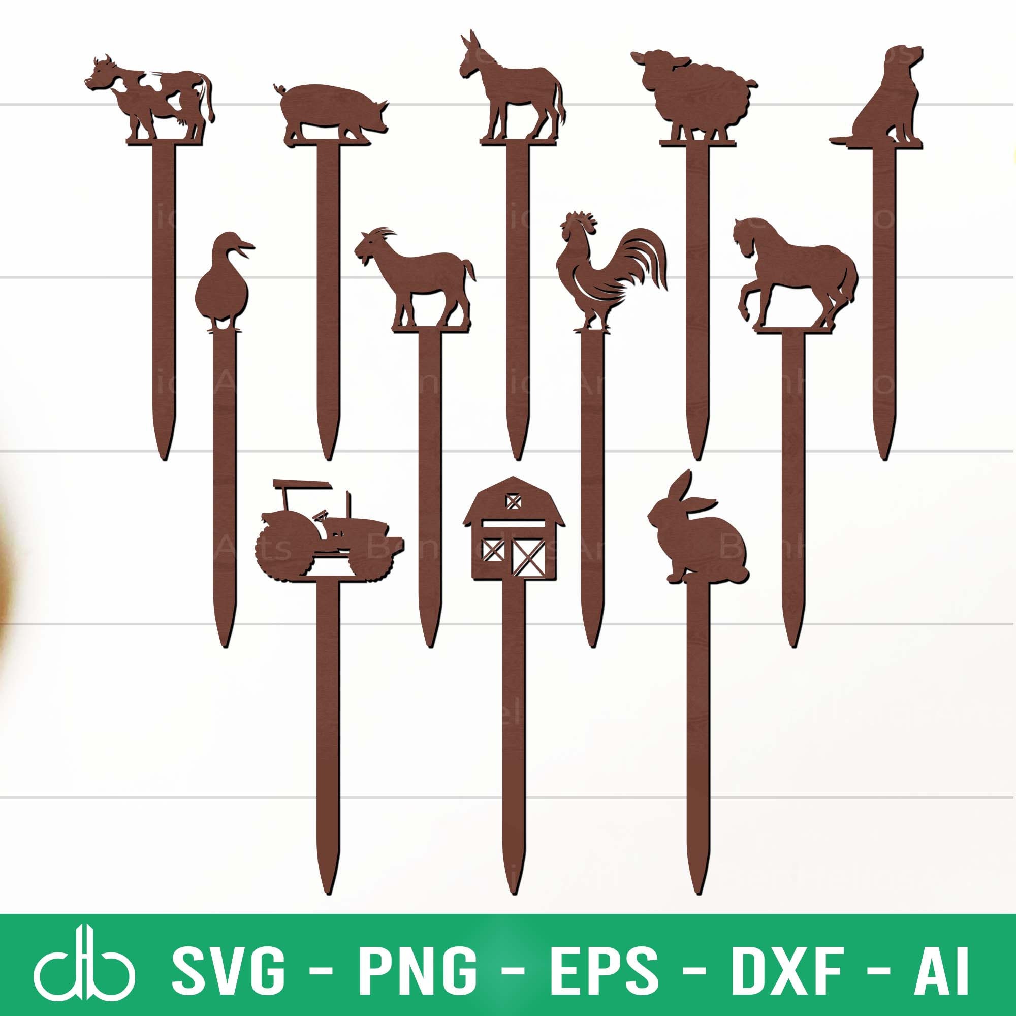 Farm Animals Cake Toppers SVG, Farm Animals Cake Topper Bundle ...