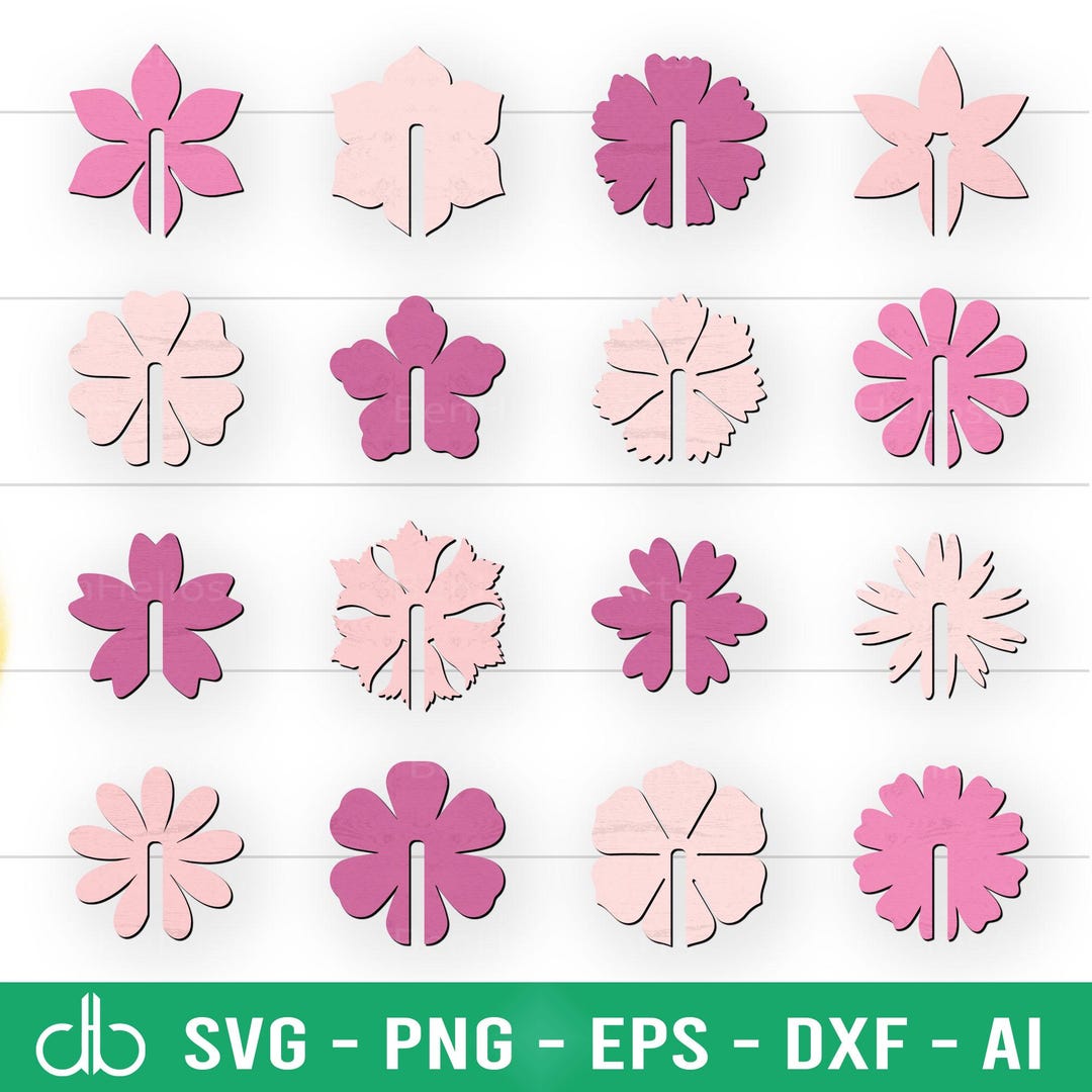 Flower Glass Marker Name Tags Bundle, Wine Glass Marker Name Tags SVG ...