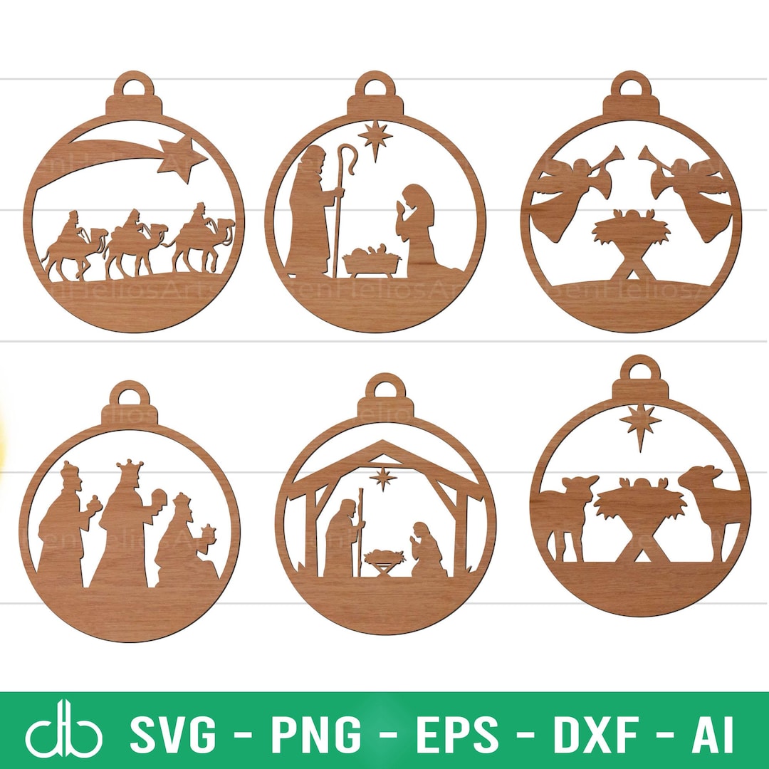 Christmas Nativity Scene Baubles Ornaments SVG, Nativity Baubles SVG ...