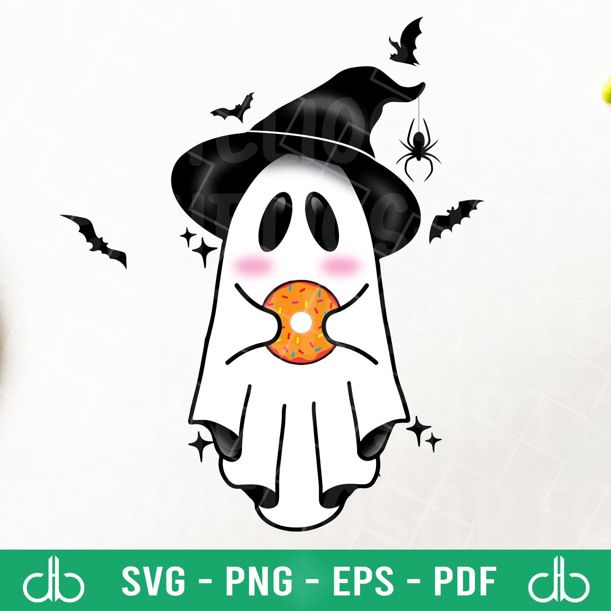 Ghost Donut SVG, Ghost Love Donut SVG, Ghost Holding Donut SVG, Ghost ...