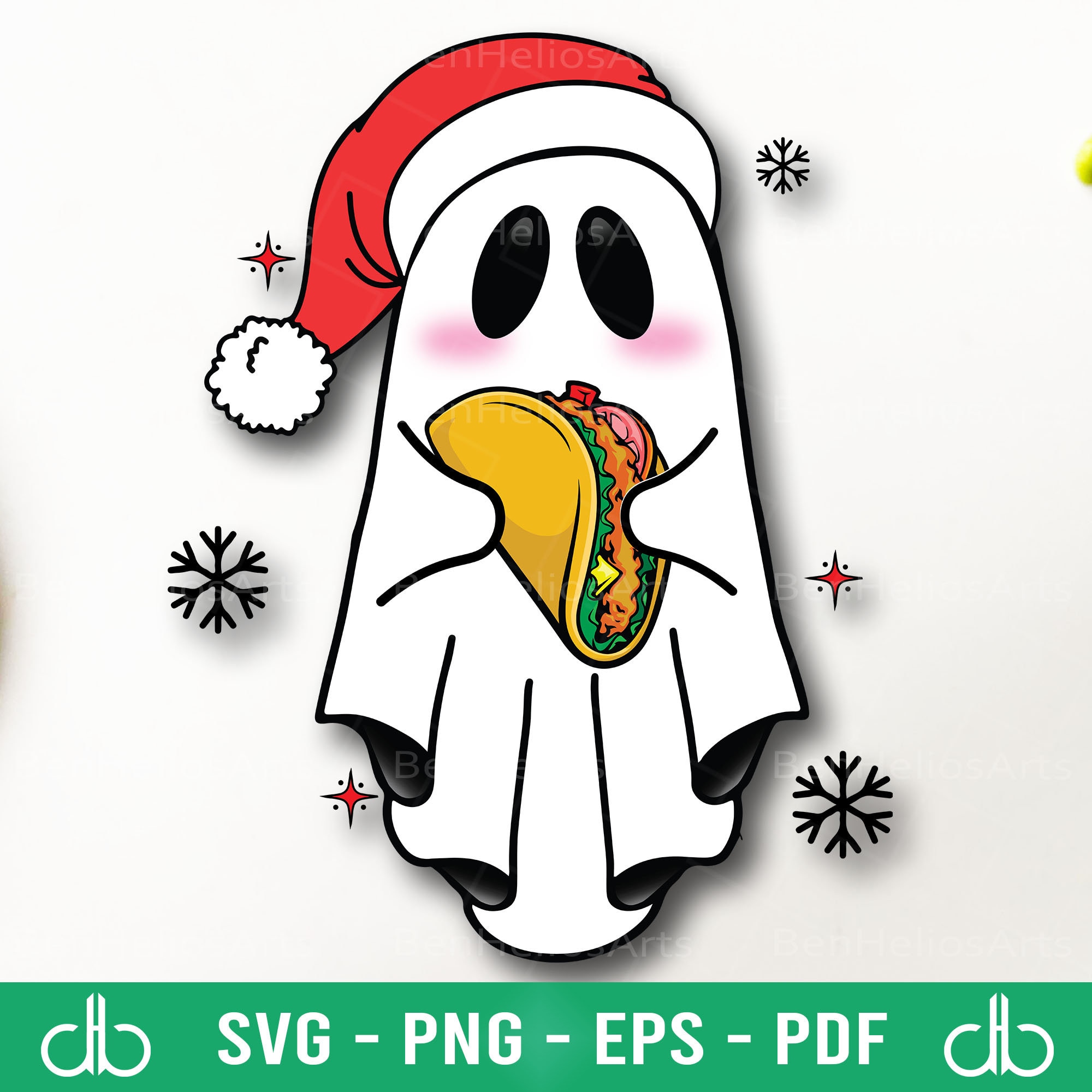 Christmas Ghost Taco SVG Ghost Taco SVG Ghost Holding Taco - Etsy