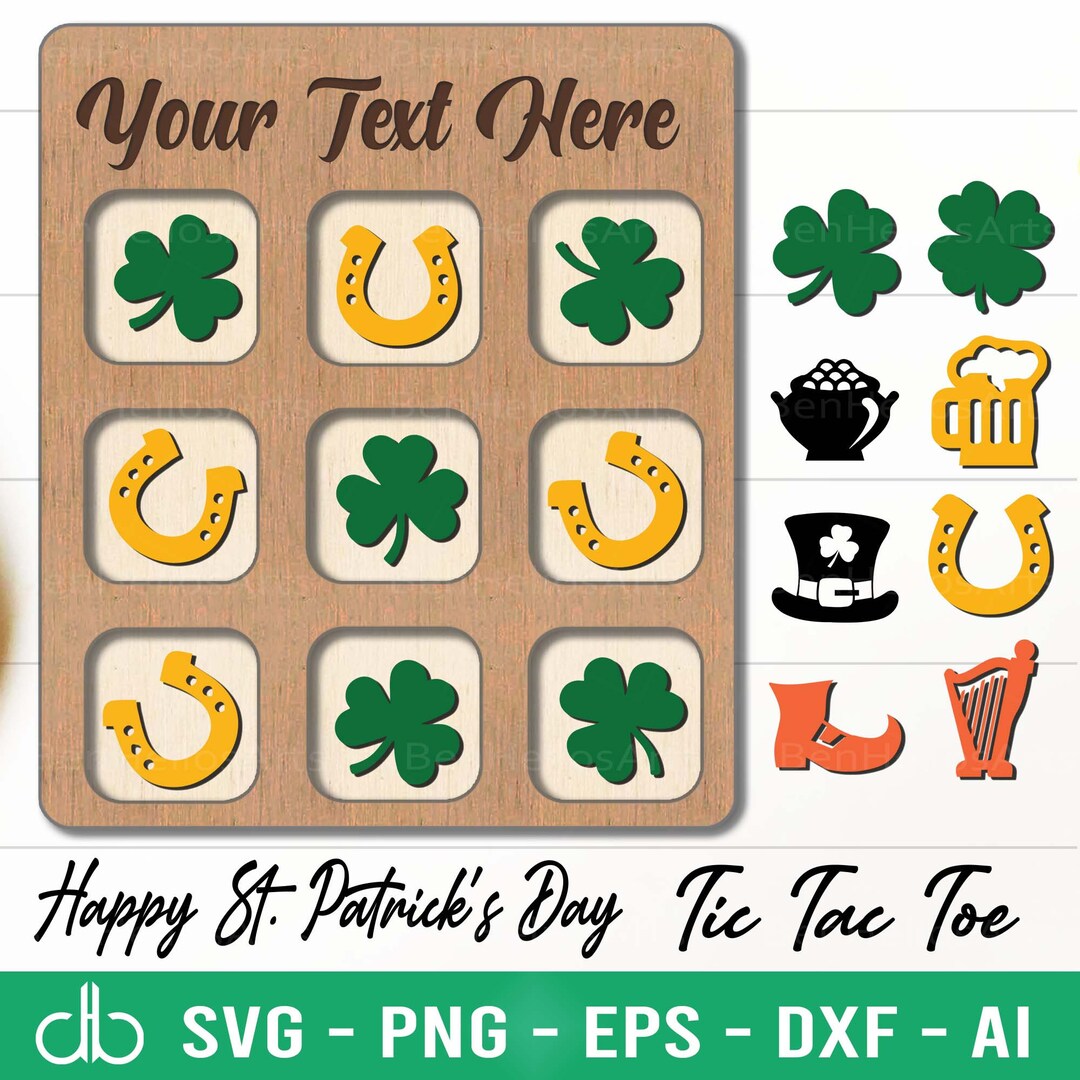 Patrick's Day Tic Tac Toe SVG, Tic-tac-patrick SVG, Patrick's Day Tic ...