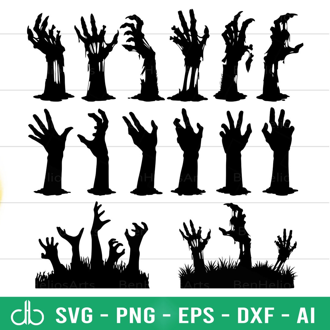 Halloween Zombie Hands SVG Bundle, Reaching Hands, Horror Hands, Scary ...
