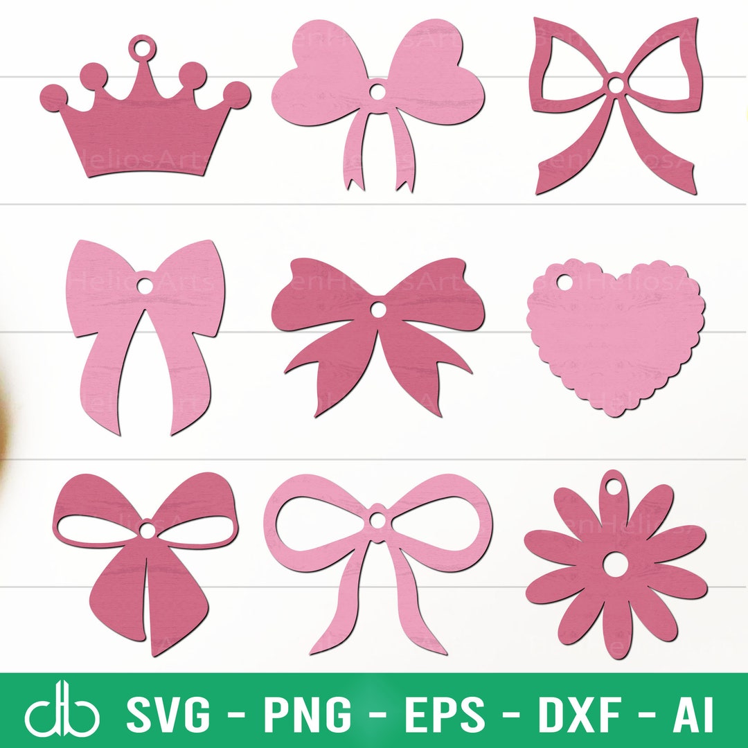 Coquette Bow SVG Bundle, Coquette Bow Tags SVG, Coquette Bow Name Tags ...