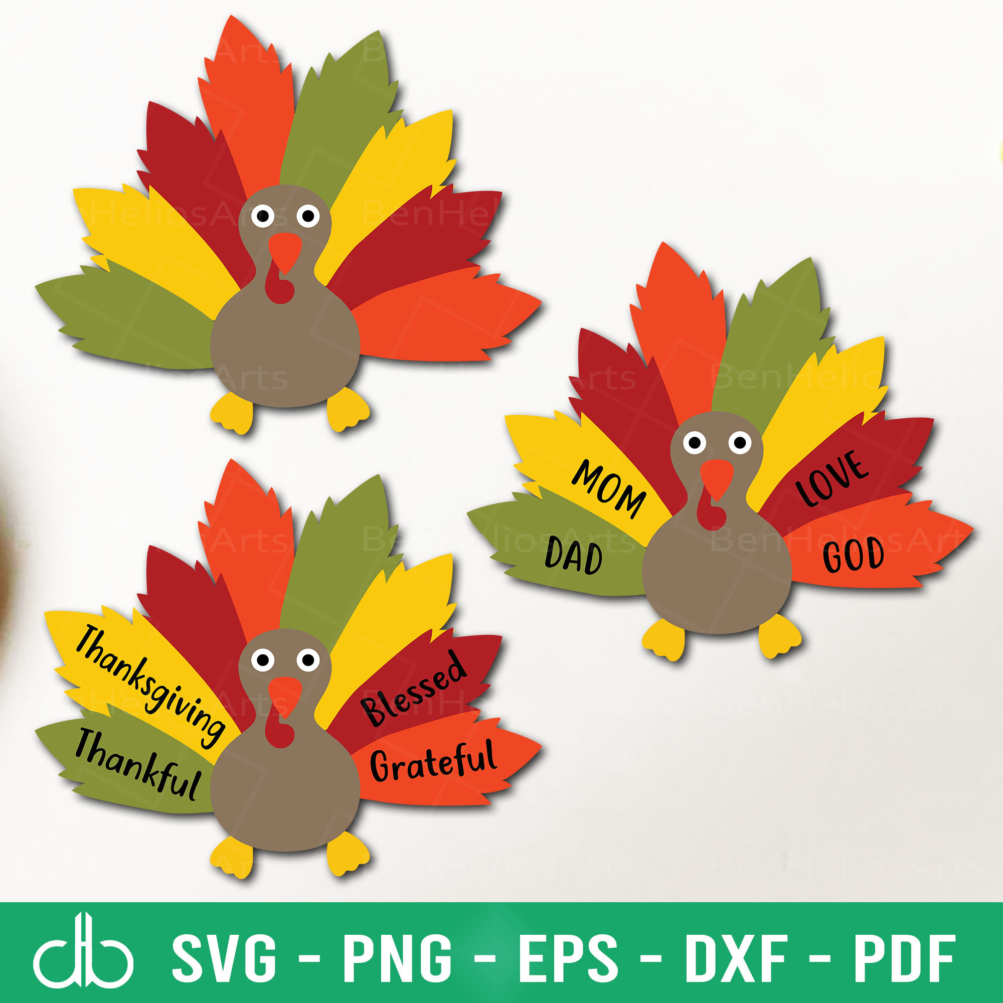 Thanksgiving Turkey SVG, Thankful Turkey Craft SVG, Thanksgiving ...