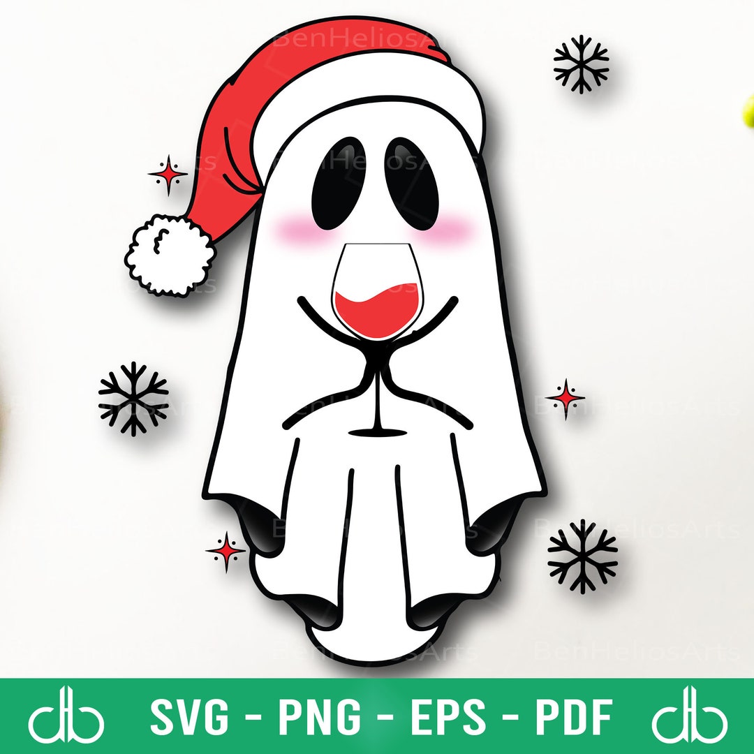 Christmas Ghost Wine SVG, Ghost Wine SVG, Ghost Holding Wine SVG, Ghost ...
