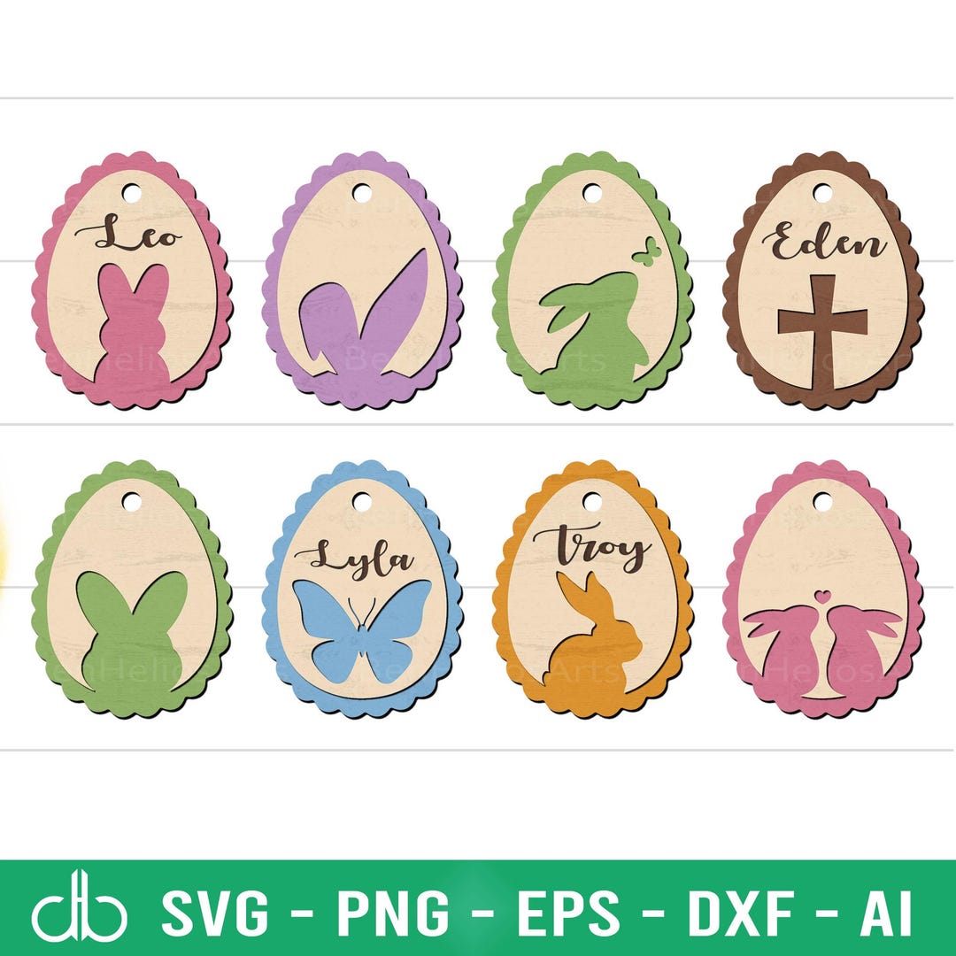 Easter Egg Tags SVG Bundle, Easter Gift Tags SVG, Gift Tags SVG, Easter ...