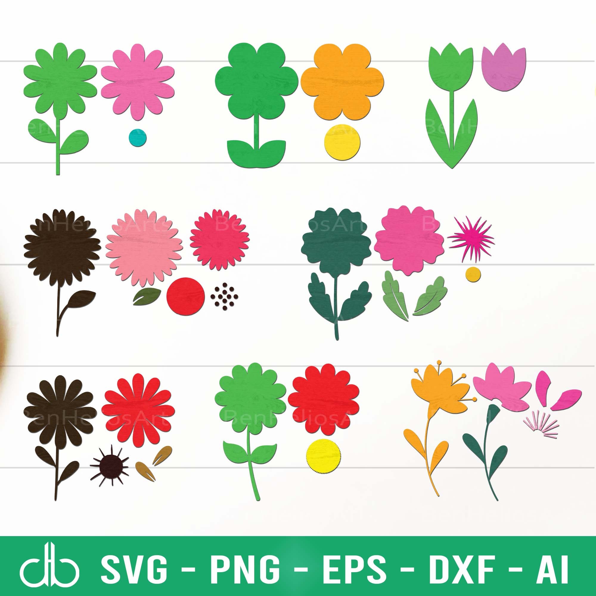 Spring Flower SVG Bundle, Gardening Flower SVG, Flowers SVG, Floral Svg ...