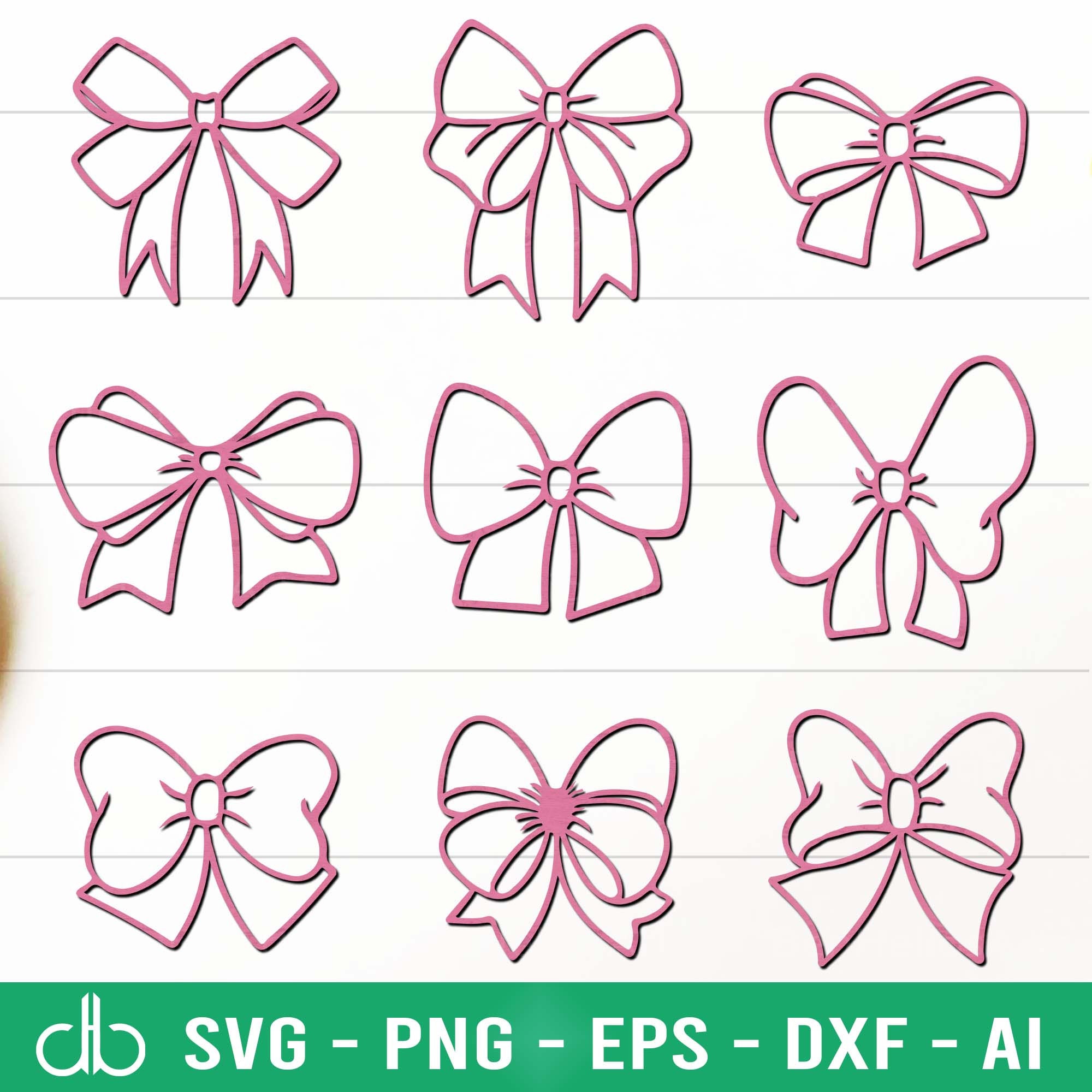 Bow SVG Bundle, Bows SVG, Coquette Bows SVG, Ribbon Bow Bundle, Pink ...