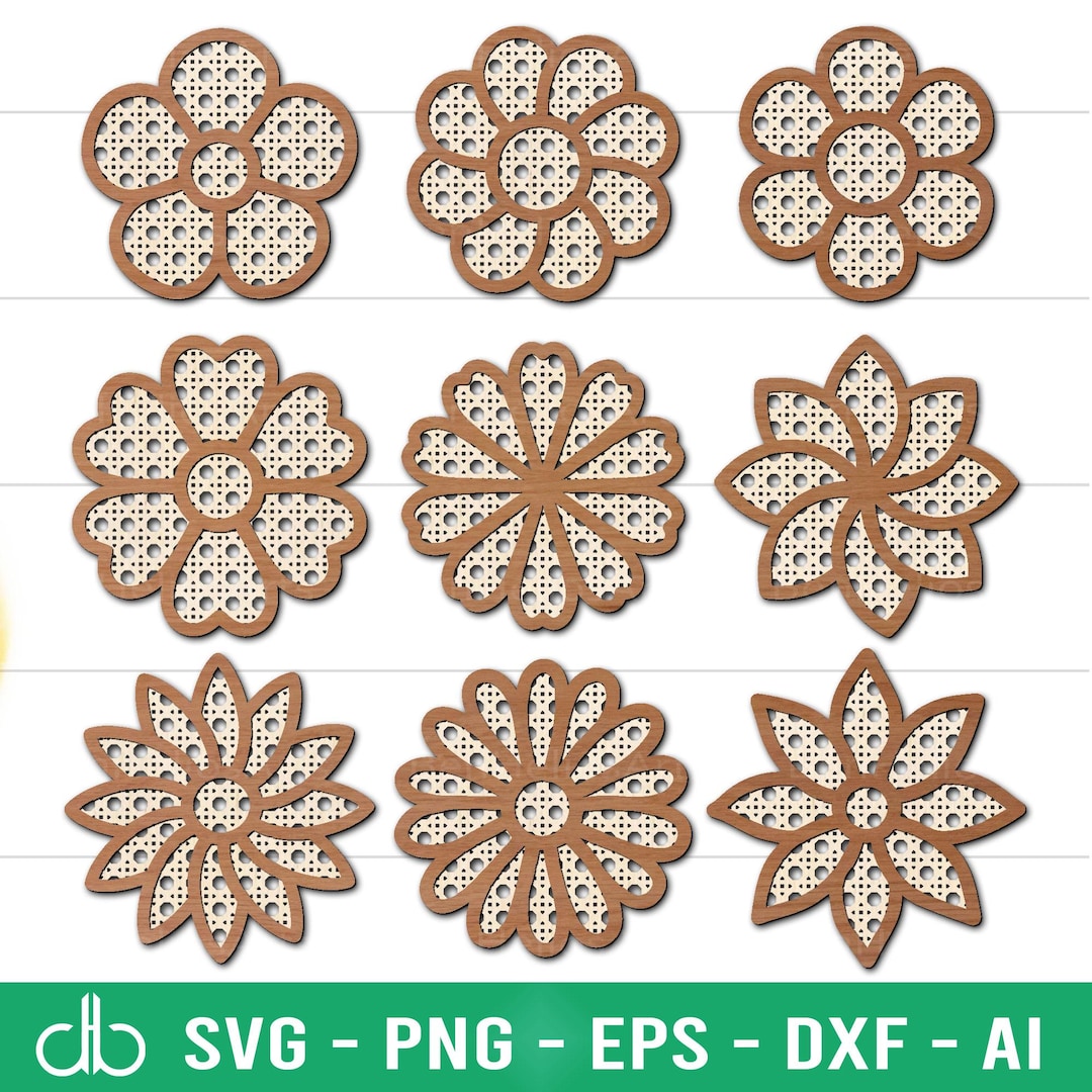 Flower Rattan SVG Bundle, Daisy Rattan SVG, Floral Rattan SVG Bundle ...