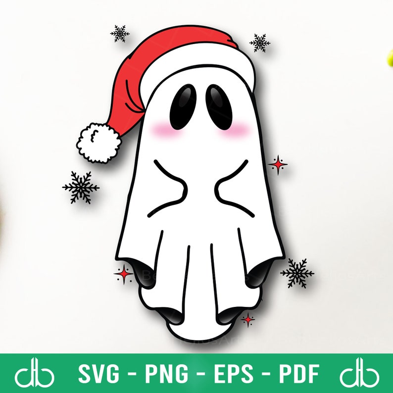 Ghost Santa Hat SVG, Ghost Christmas Hat SVG, Ghost Merry Christmas SVG ...