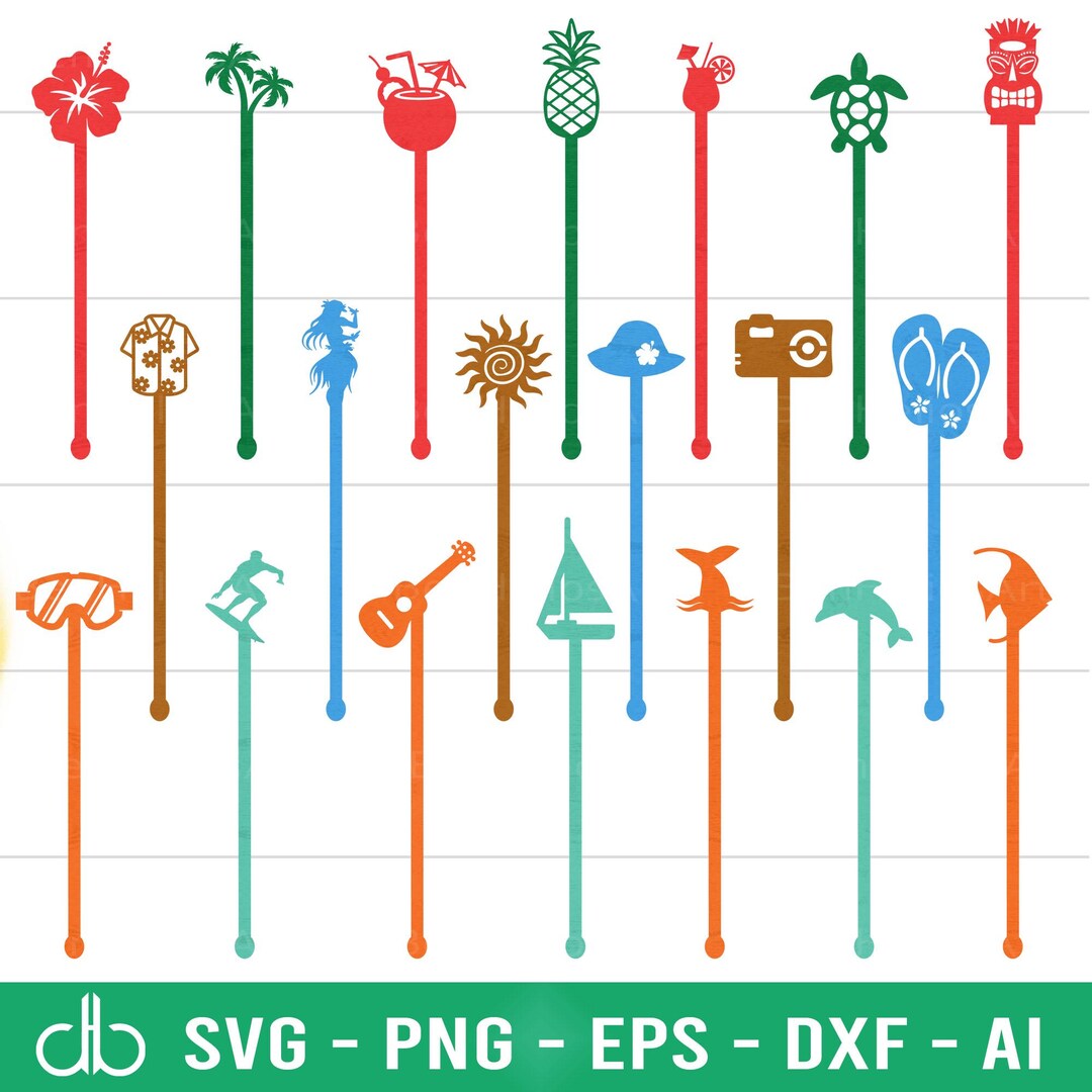 Beach Stir Swizzle Sticks SVG, Beach Stir Swizzle Stick SVG Bundle ...
