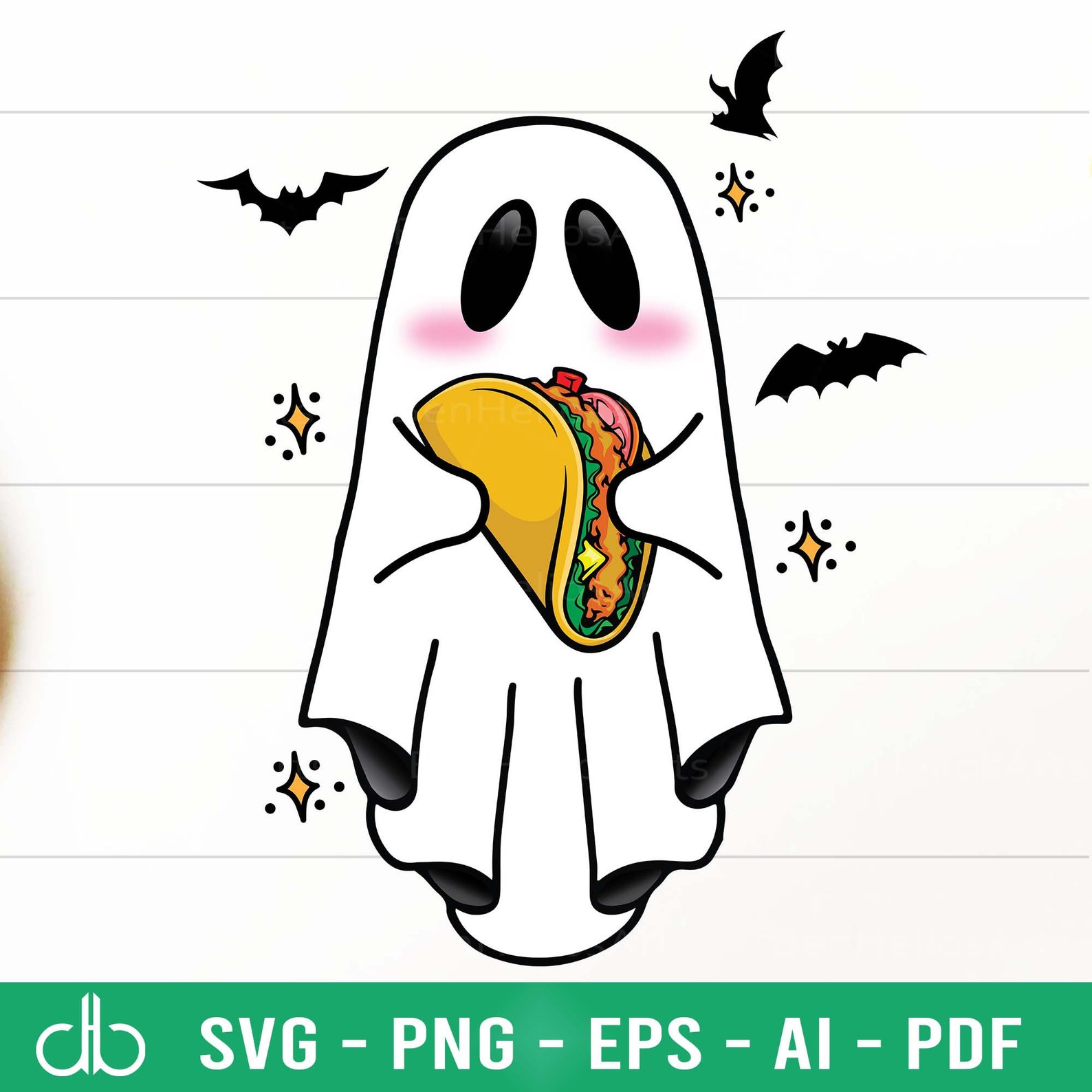 Ghost Love Taco SVG, Ghost Taco SVG, Ghost Holding Taco SVG, Ghost Eating Taco Svg, Sweet Cute ...