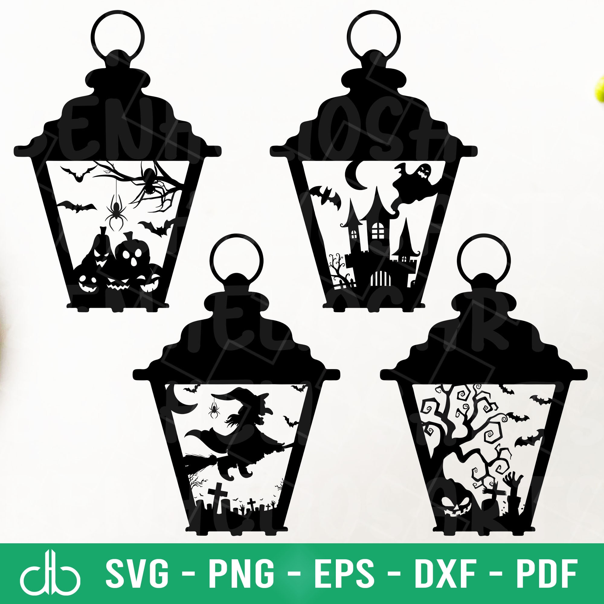 Halloween Lantern Bundle SVG, Lanterns SVG, Lantern Decor SVG, Haunted ...